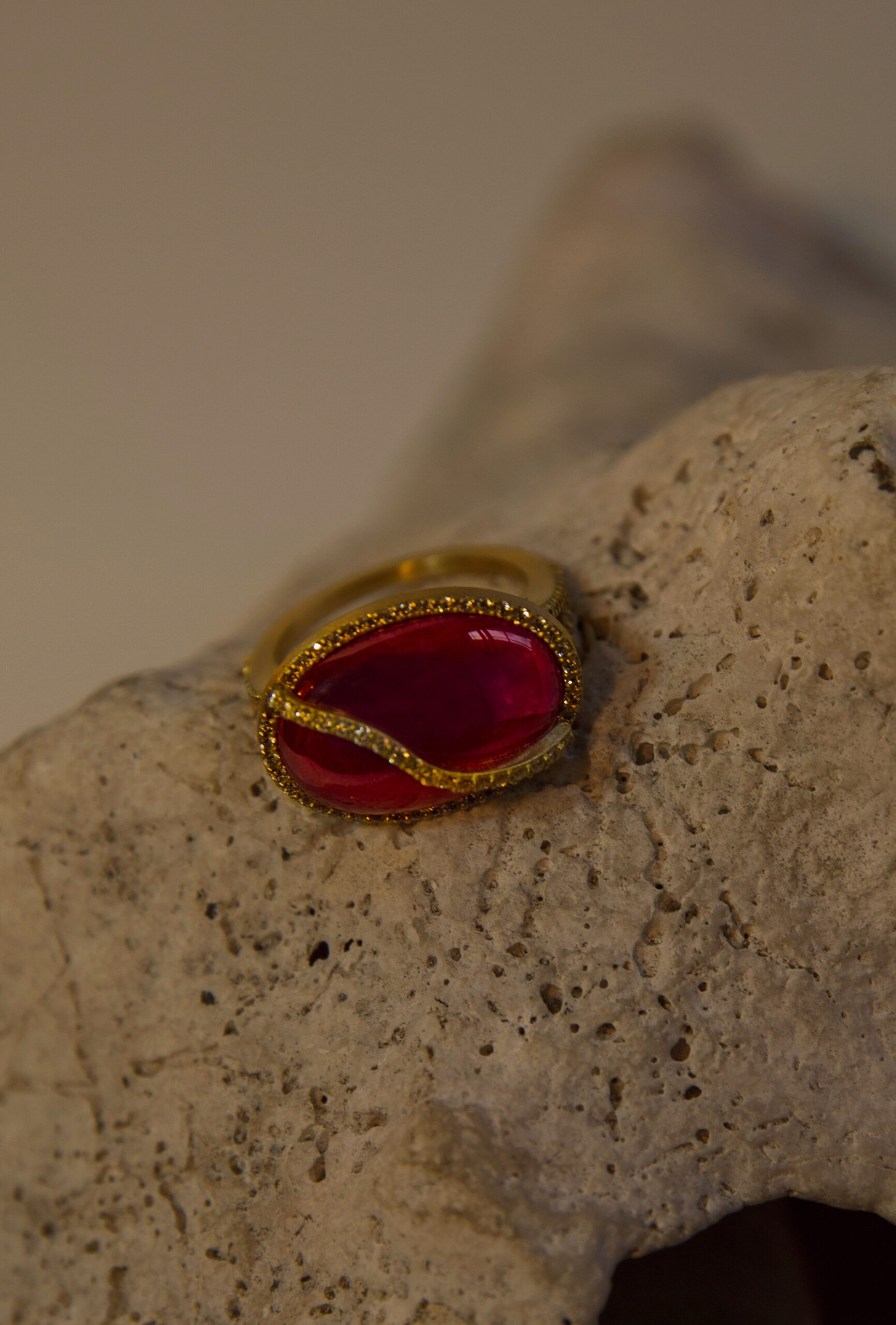 Sandy Leong Ruby Cage Ring featuring a Gemfields Mozambican ruby - Gemfields