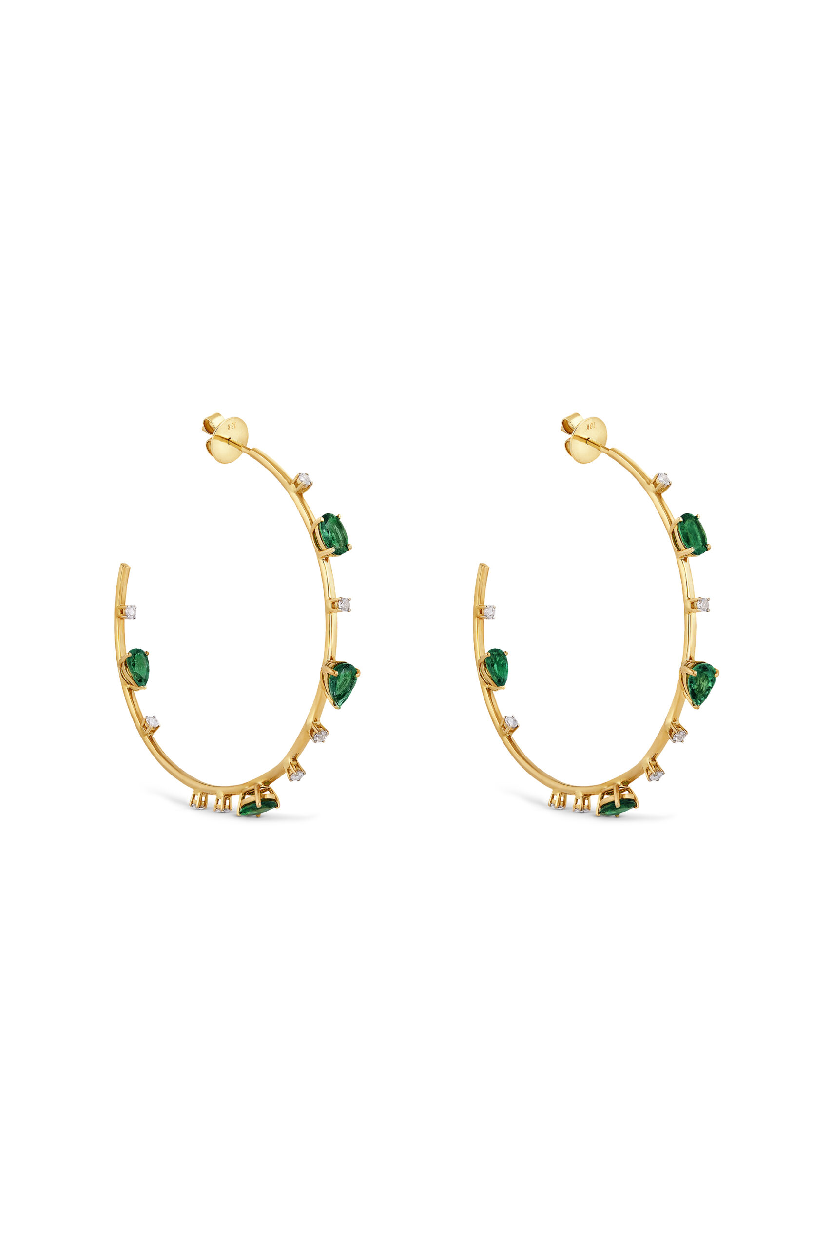 House of Meraki x Gemfields Electric Emerald and Diamond Hoop Earrings ...