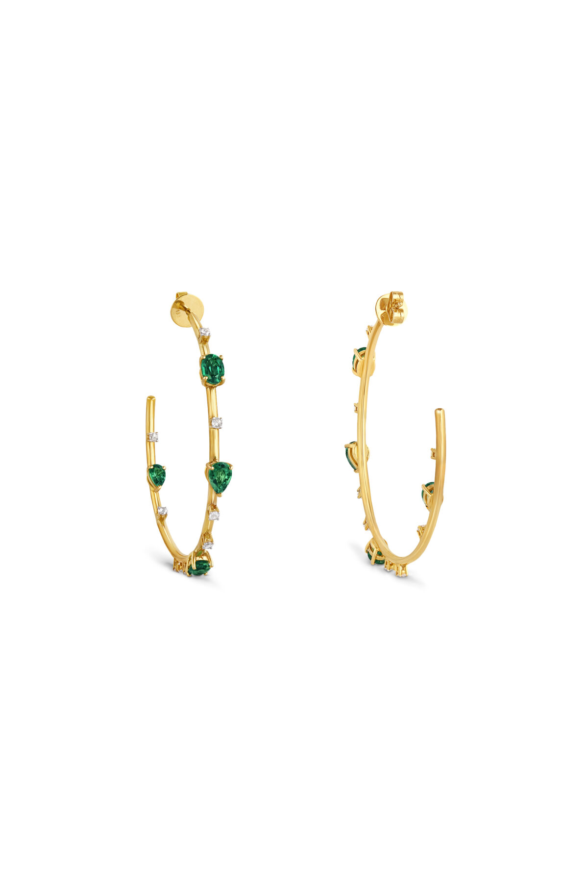 House of Meraki x Gemfields Electric Emerald and Diamond Hoop Earrings ...