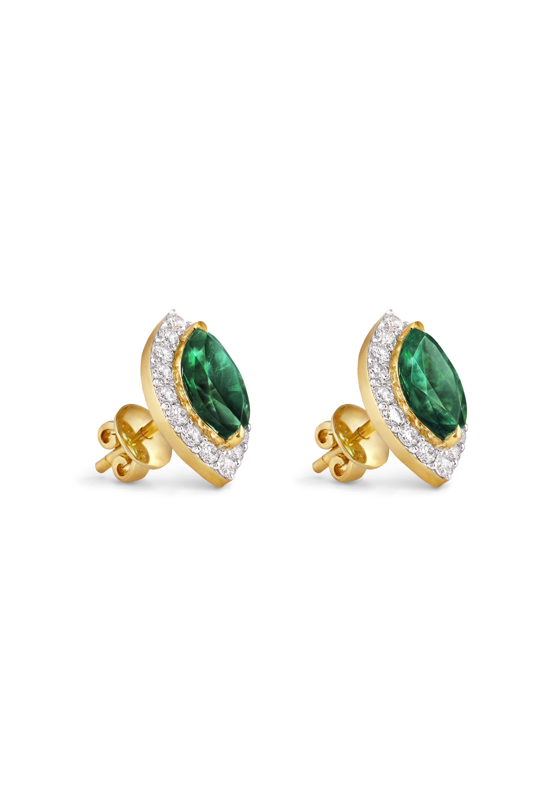 House of Meraki x Gemfields Myra Emerald and Diamond Stud Earrings ...