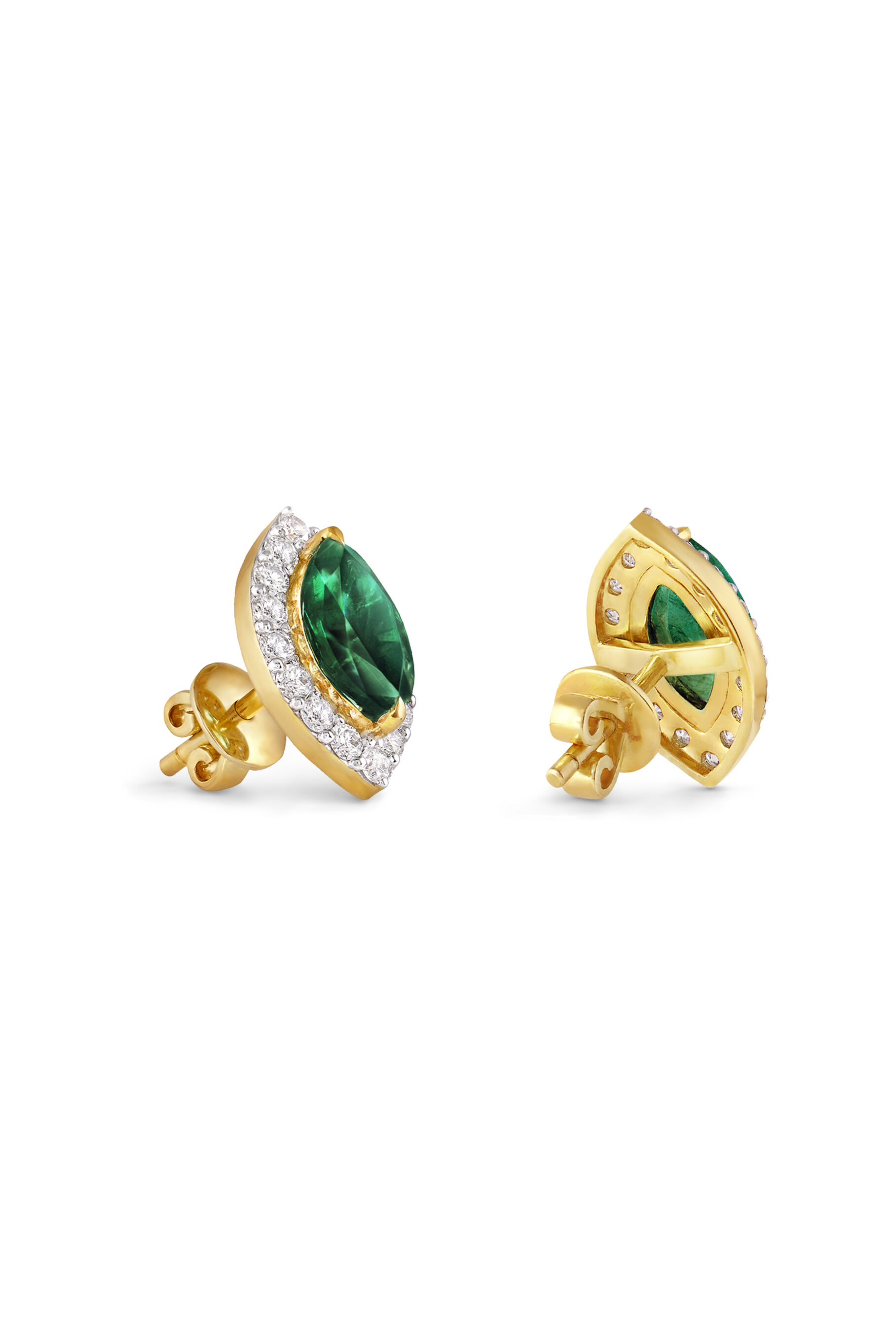 House of Meraki x Gemfields Myra Emerald and Diamond Stud Earrings ...