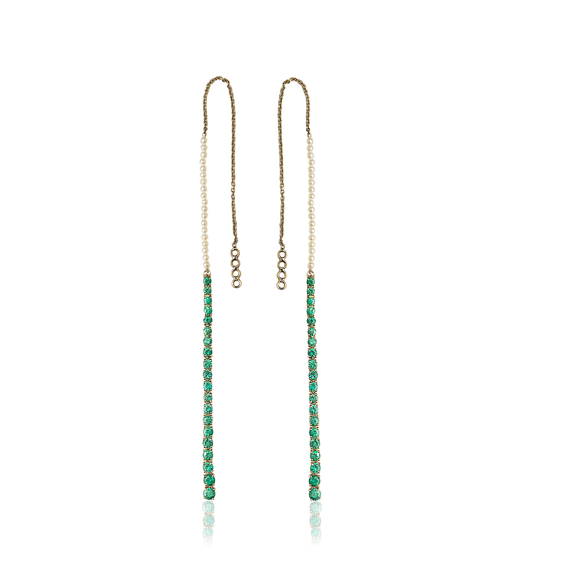 The Line x Gemfields Emerald Kaanchain String Earrings - Gemfields