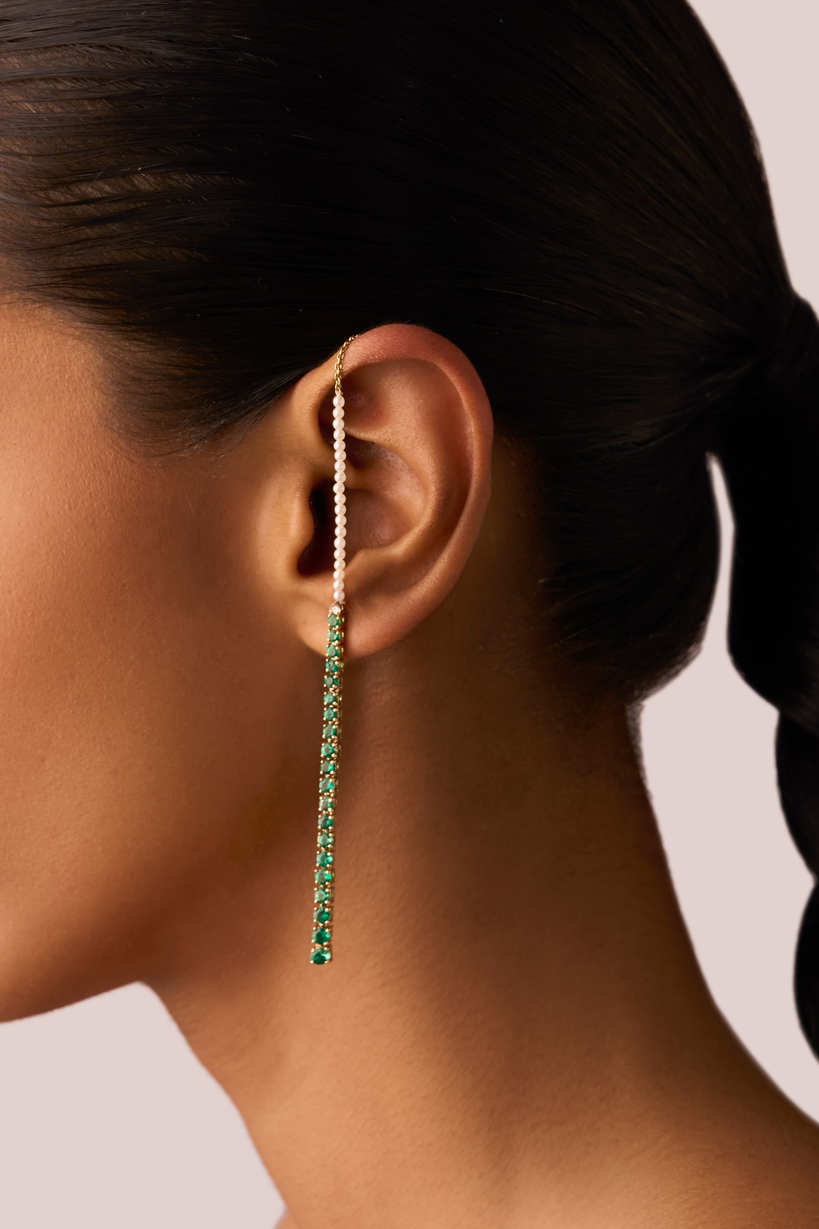 The Line x Gemfields Emerald Kaanchain String Earrings - Gemfields