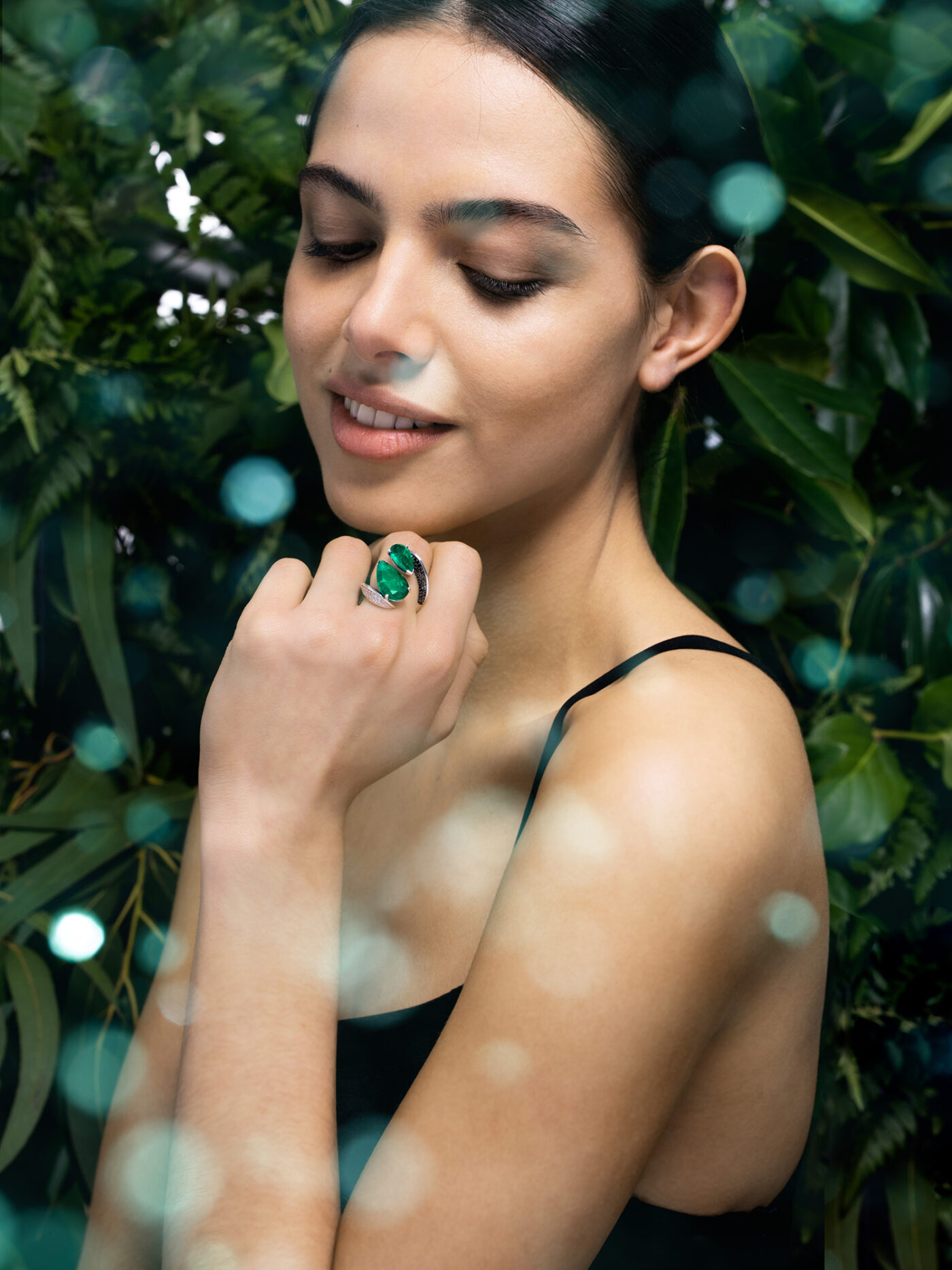 Fehmida Lakhany x Gemfields Emerald and Black Diamond Ring | Gemfields