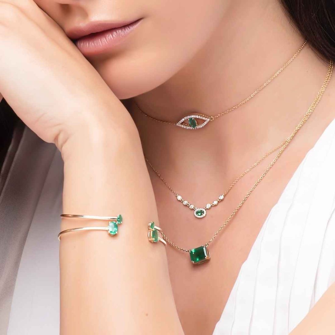 Eshli Fine Jewelry x Gemfields Oval Emerald & Diamond Necklace - Gemfields