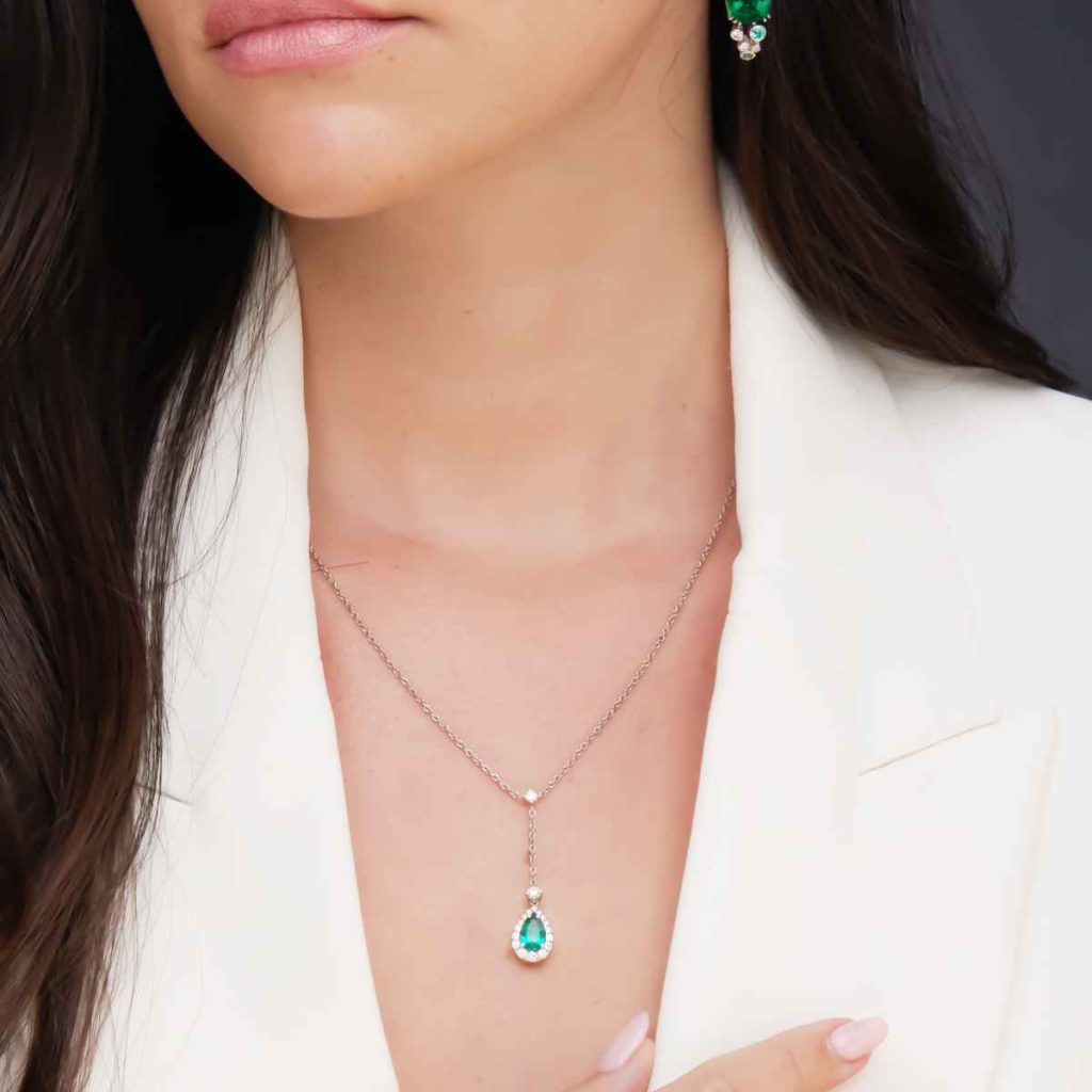 Eshli Fine Jewelry x Gemfields Pear Shape Emerald Pendant - Gemfields